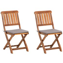 Beliani GARTENSTUHL 2er-Set Akazienholz dunkelbraun Cento