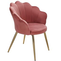 KADIMA DESIGN ESSZIMMERSTUHL Samtbezug mit Metallgestell Skandinavisch gepolstert, Rosa 53x48x80 cm