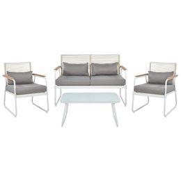 Beliani LOUNGE SET 4-Sitzer Metal wei&szlig; Pomonte
