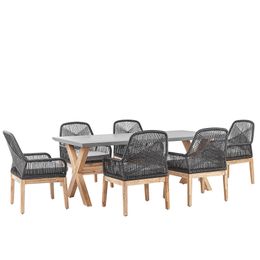 Beliani GARTENM&Ouml;BEL-SET 6-Sitzer Faserzement schwarz/grau Olbia