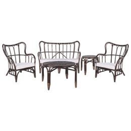Beliani GARTENM&Ouml;BEL-SET 4-sitzer Rattan Braun Brindisi