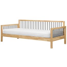 Beliani TAGESBETT Holz 90/200 cm Hellbraun Tricot