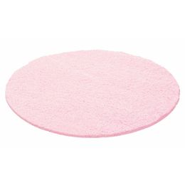 KADIMA DESIGN HOCHFLORTEPPICH RHEIN, einfarbig, aus Polypropylen, Rosa, &Oslash; 200 cm