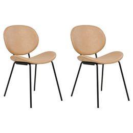 Beliani ESSZIMMERSTUHL 2er-Set Kunstleder Beige Luana