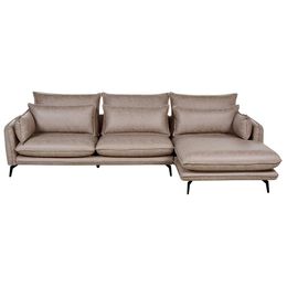 Beliani 3-SITZER-ECKSOFA Kunstwildleder hellbraun rechtsseitig Gallo