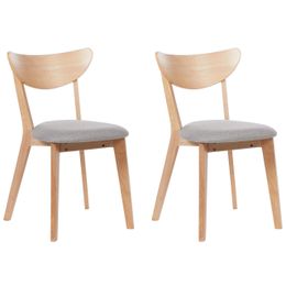Beliani ESSZIMMERSTUHL 2er-Set Gummibaumholz Heller Holzfarbton Erie
