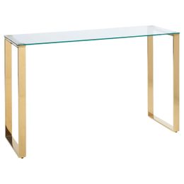 Beliani KONSOLENTISCH mit Glasplatte Gold Tilon