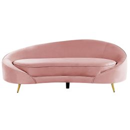 Beliani 3-SITZER-SOFA Samtstoff Pastellrosa Savar