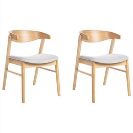 Beliani ESSZIMMERSTUHL 2er Set Stoff Hellbraun/Grau Lilly