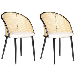 Beliani ESSZIMMERSTUHL 2er-Set Metall schwarz/beige Cornell