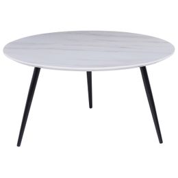 Beliani COUCHTISCH Marmor Optik wei&szlig;/schwarz 79 cm Effie