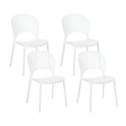 Beliani GARTENST&Uuml;HLE 4er-Set Kunststoff wei&szlig; Ostia