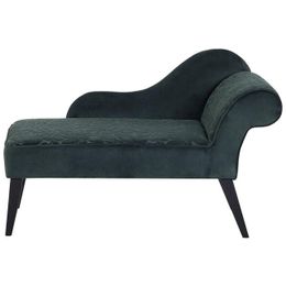 Beliani CHAISELONGUE Samtstoff dunkelgr&uuml;n Bl&auml;ttermuster rechtsseitig Biarritz