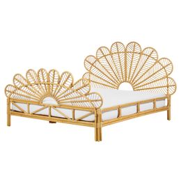 Beliani DOPPELBETT 160/200cm Heller Holzfarbton Florentine