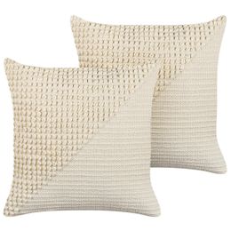 Beliani DEKOKISSEN 2er-Set Creme 45/45 cm Pellaea