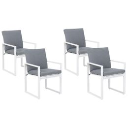 Beliani GARTENSTUHL 4er-Set Metall grau Pancole
