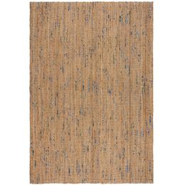 KADIMA DESIGN JUTETEPPICH handgewebt ERME, in Naturjute, Natur-Blau, 200 x 290 cm