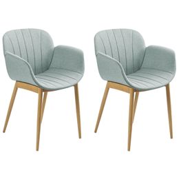 Beliani ESSZIMMERSTUHL 2er-Set Polyester Gr&uuml;n Alice