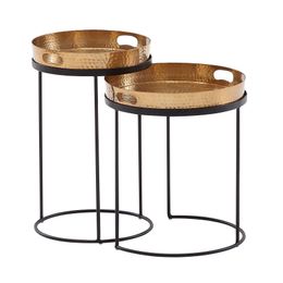 KADIMA DESIGN BEISTELLTISCH Aluminium Stahl Hammerstruktur Abnehmbare Platte NERA, Gold 38x38x45 cm