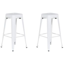 Beliani BARHOCKER 2er-Set Metall Wei&szlig; Cabrillo