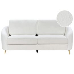 Beliani 3-SITZER-SOFA Boucl&eacute; wei&szlig;/gold Trosa
