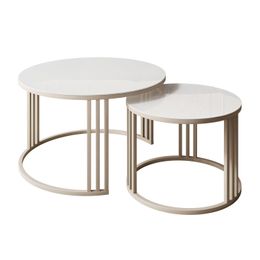 COUCHTISCH LORI 2in1 KASCHMIR mit Glasplatte Kaschmir / Glas Wei&szlig;