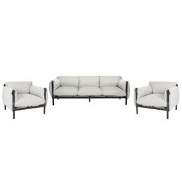 Beliani 5-SITZER LOUNGE SET 3-teilig hellgrau/schwarz Esperia