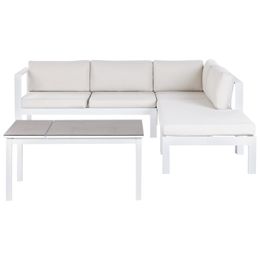 Beliani LOUNGE-SET 5-sitzer Aluminium Cremewei&szlig; Messina