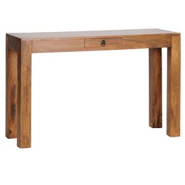 KADIMA DESIGN KONSOLENTISCH Akazienholz Schublade Landhausstil NAKO, Braun 120x40x70 cm