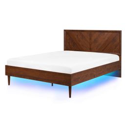 Beliani BETT 140/200cm Dunkler Holzfarbton Mialet