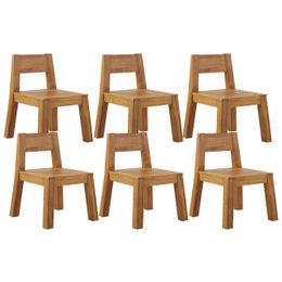 Beliani GARTENSTUHL 6er-Set Akazienholz hellbraun Livorno