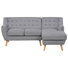 Beliani 3-SITZER-ECKSOFA Polyester Grau rechtsseitig Motala