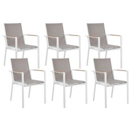Beliani GARTENSTUHL 6er-Set Metall Grau Busseto