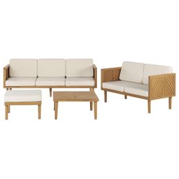 Beliani LOUNGE-SET Akazienholz 4-sitzer Hellbraun Baratti