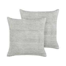 Beliani DEKOKISSEN 2er-Set Grau 50/50 cm Kanpas
