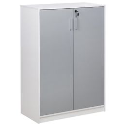 Beliani AKTENSCHRANK hellgrau/wei&szlig; 117 cm 2 T&uuml;ren Zehna