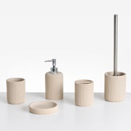Beliani BADACCESSOIRES Set 5-teilig Hellbeige Camana