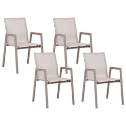 Beliani GARTENSTUHL 4er Set Heller Holzfarbton Tiano
