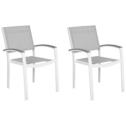 Beliani GARTENSTUHL 2er-Set Metall hellgrau Pereta