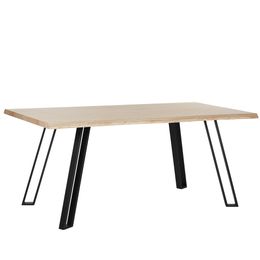 Beliani ESSTISCH 180/90/77 cm Hellbraun, Schwarz Rechteckig Graham