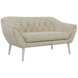 2-SITZER-SOFA PIRS - Beige Velvet - Wei&szlig;e Beine