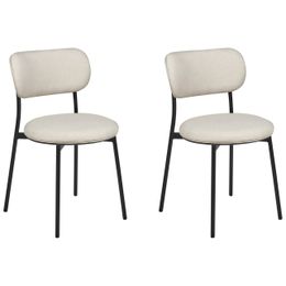 Beliani ESSZIMMERSTUHL 2er-Set Stoff hellbeige/schwarz Casey