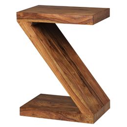 KADIMA DESIGN BEISTELLTISCH Massivholz Z-Form Handgefertigt, Braun 44x30x59 cm