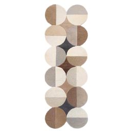 KADIMA DESIGN WOLLTEPPICH HALLEIN, mit Wellenmuster, Beige-Braun, 80 x 230 cm
