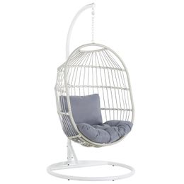 Beliani H&Auml;NGESESSEL mit Gestell PE Rattan/Flechtseil wei&szlig; 102 cm Alba