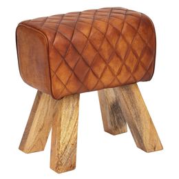 KADIMA DESIGN SITZHOCKER &ndash; Echtleder, Rautenmuster, robust
