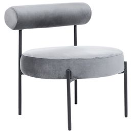 Beliani SESSEL Samtstoff Grau/Schwarz Alpha