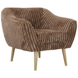 SESSEL PIRS - Braun Cord - Holzbeine