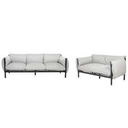 Beliani 5-SITZER LOUNGE SET 2-teilig hellgrau/schwarz Esperia