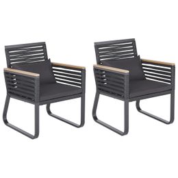 Beliani GARTENSTUHL 2er-Set Aluminium schwarz Canetto